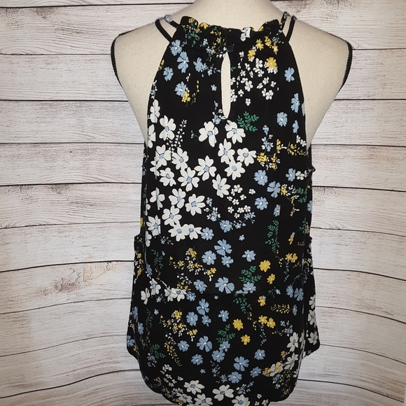 LOFT | Tops | Loft Outlet Black Floral Halter Keyhole Top | Poshmark